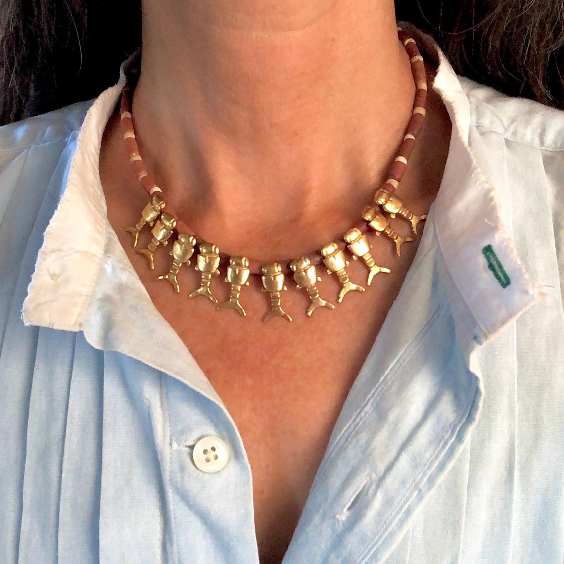 Museum Replica of Precolumbian Tolima Gold Jewelry. Choker Necklace ...