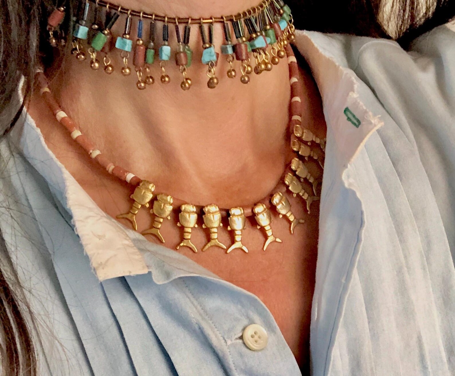 Museum Replica of Precolumbian Tolima Gold Jewelry. Choker Necklace ...