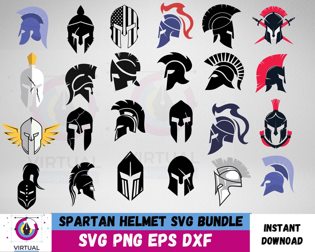 Spartan Helmet SVG Bundle, Spartan Helmet PNG Bundle, Spartan Warrior ...