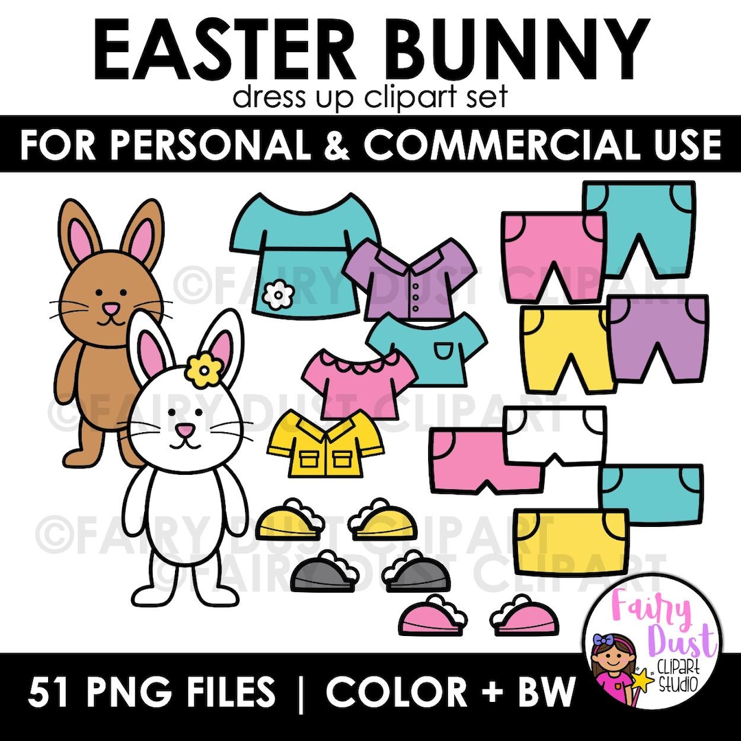 Easter Bunny Dress-up Clipart: 51 PNG Files (commercial Use) - Etsy