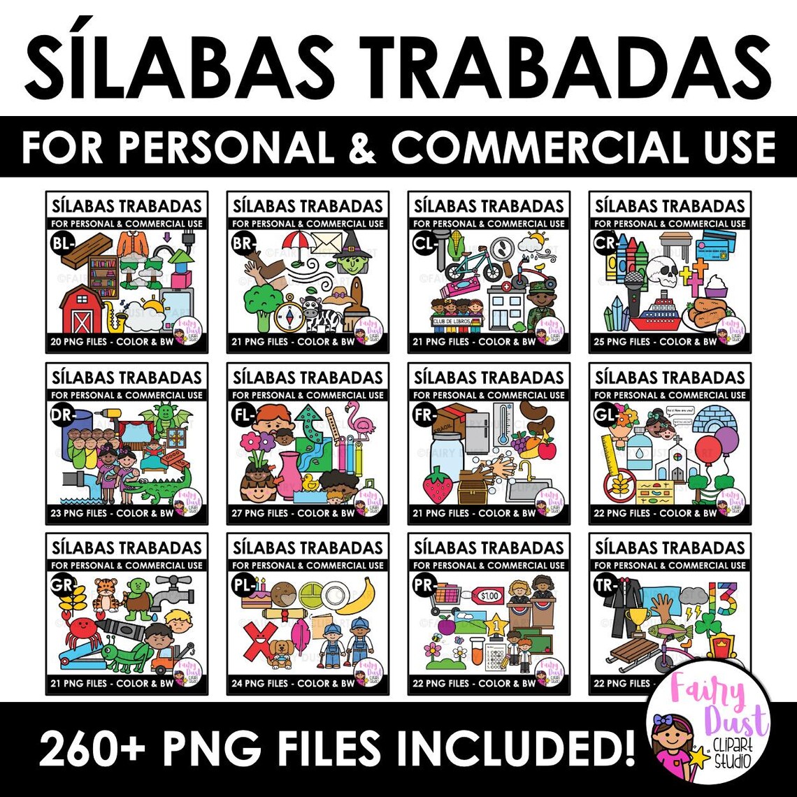 Sílabas Trabadas Clipart | Spanish Blends Clipart for Commercial Use - Etsy
