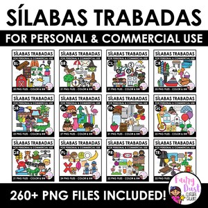 Sílabas Trabadas Clipart | Spanish Blends Clipart for Commercial Use - Etsy