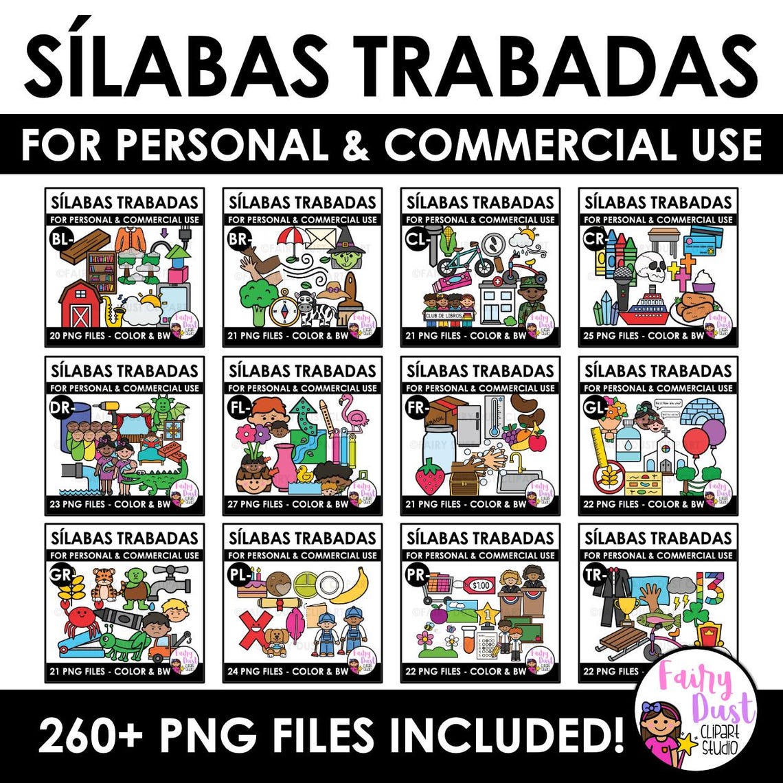 Sílabas Trabadas Clipart | Spanish Blends Clipart for Commercial Use - Etsy