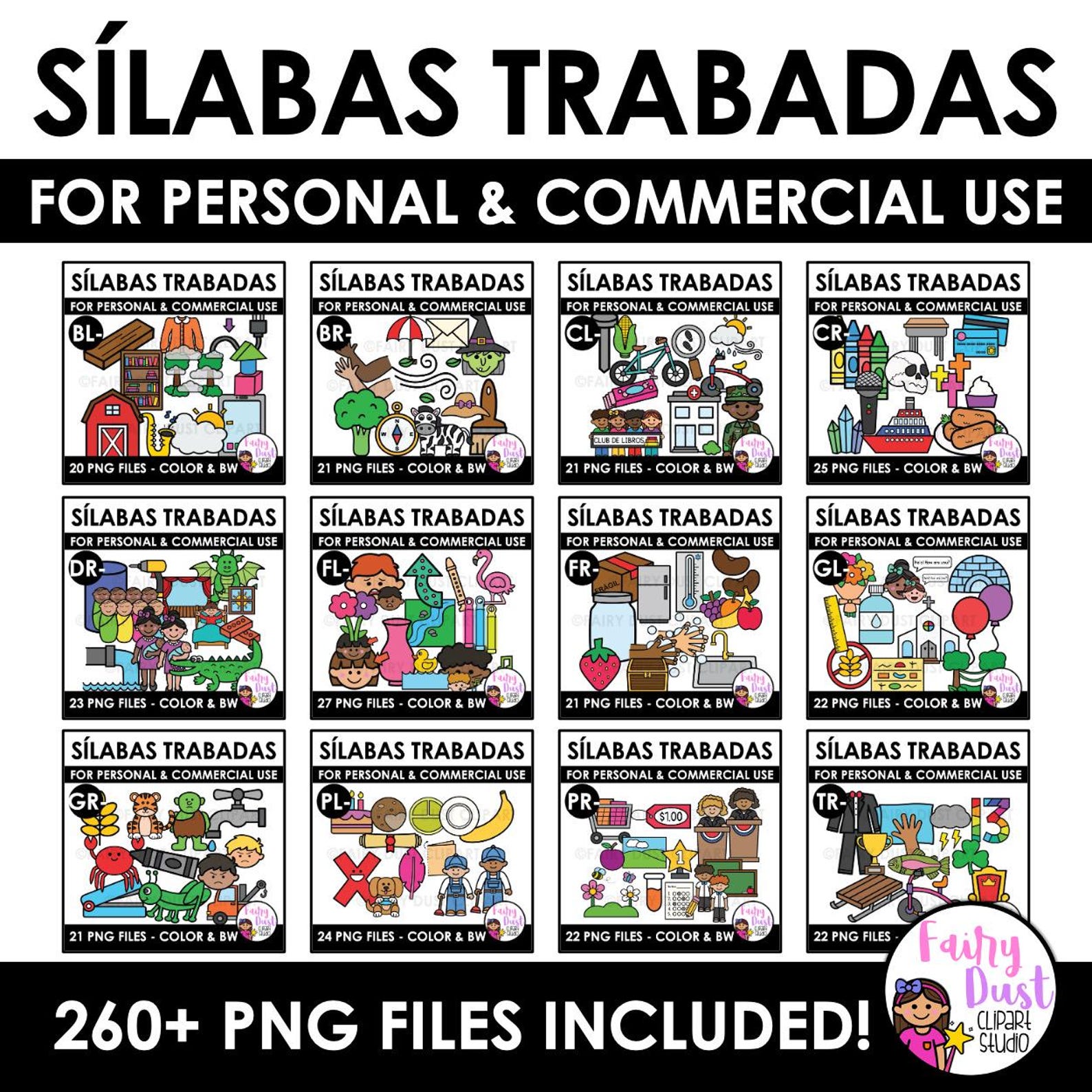 Sílabas Trabadas Clipart | Spanish Blends Clipart for Commercial Use - Etsy