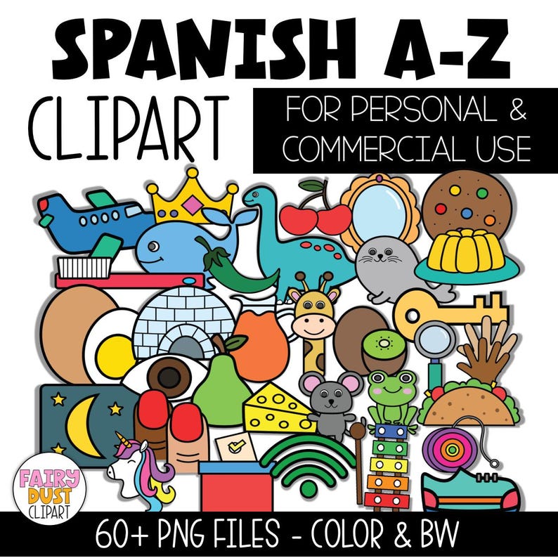 Spanish Alphabet Clipart: Commercial Use Phonics (PNG Files) - Etsy