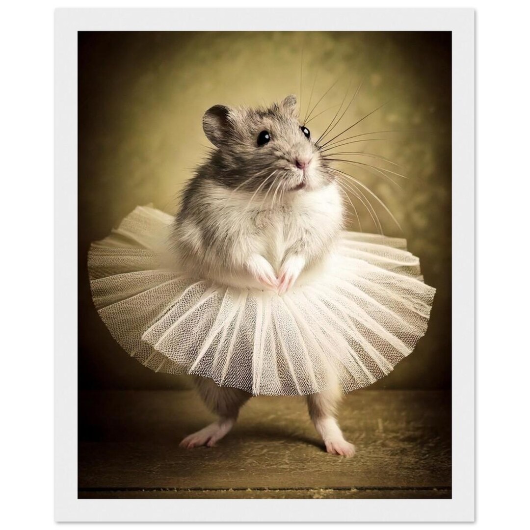 Wall Picture Hamster in Tutu With Pinewood Frame - Etsy