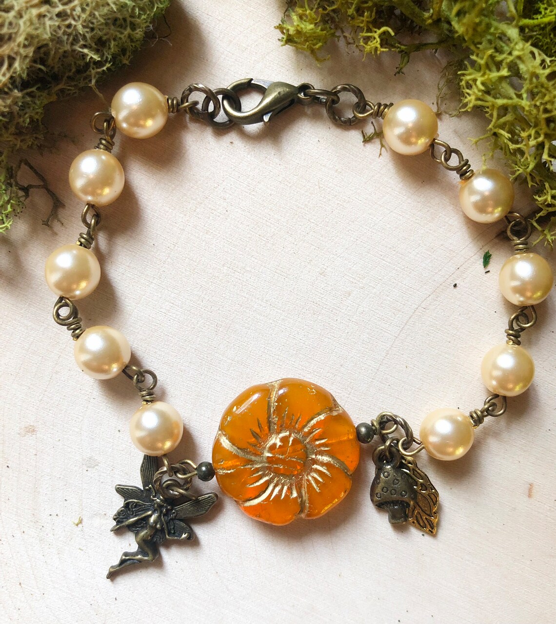 Golden Autumn Fairy Bracelet Forest Dryad Witch by Minoubazaar - Etsy