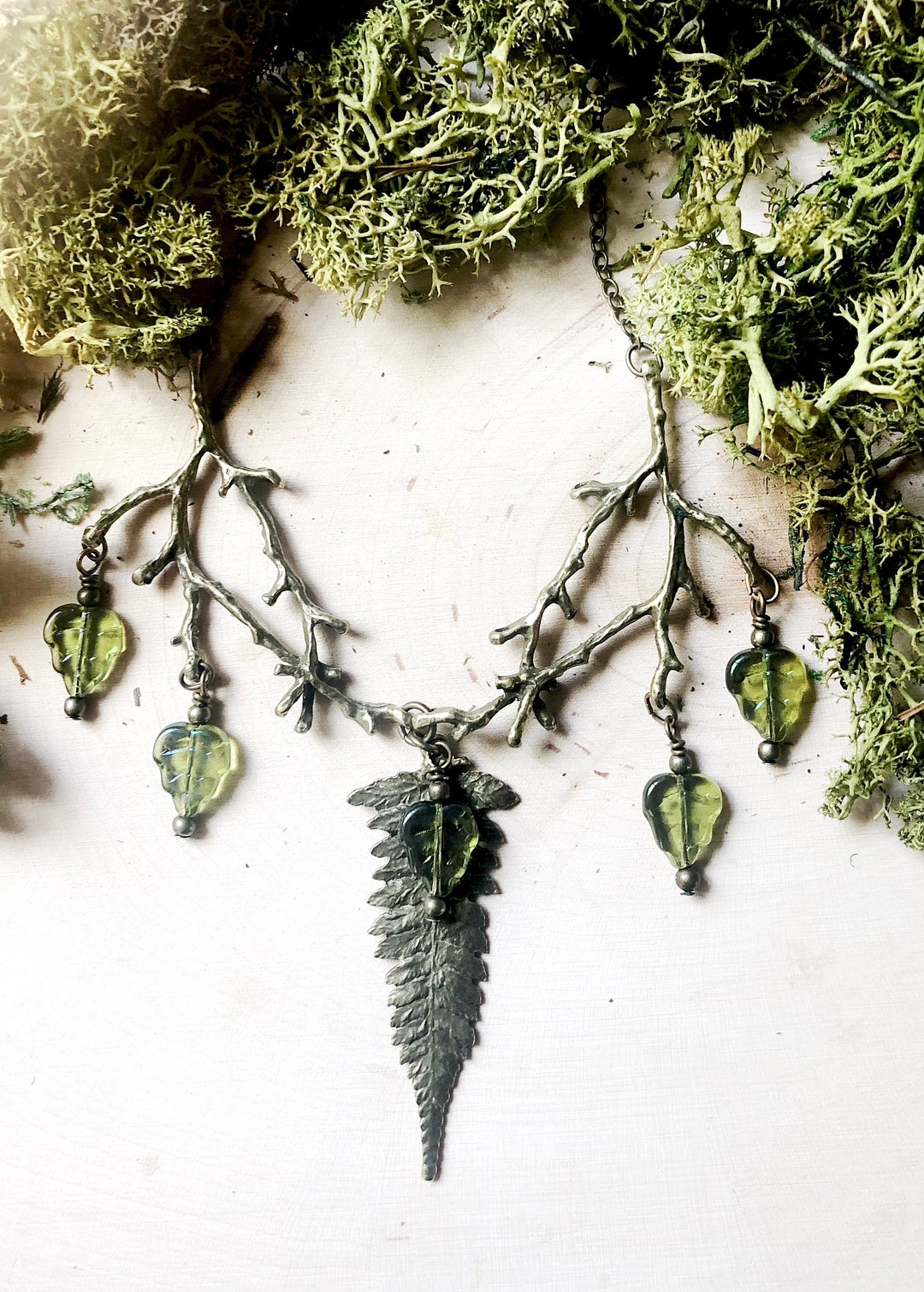 Fern Necklace Green Faerie Forest by Minoubazaar - Etsy