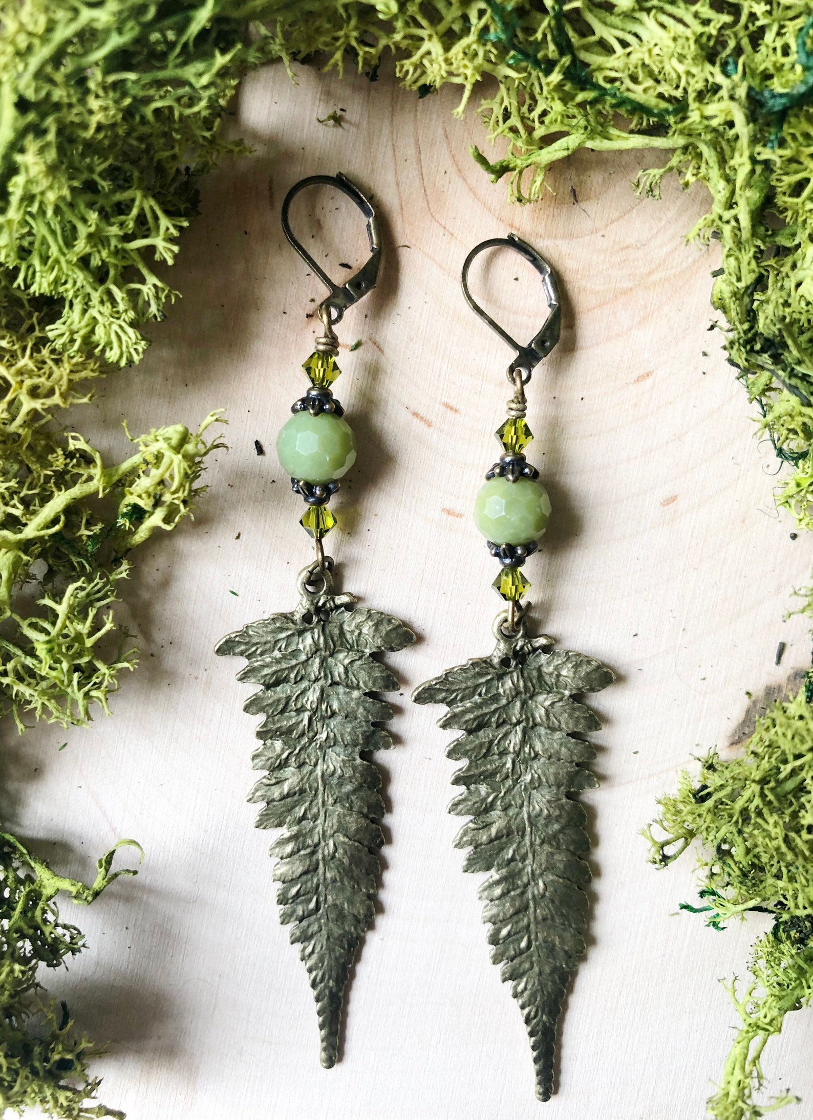 Fern Earrings Green Faerie Forest by Minoubazaar - Etsy