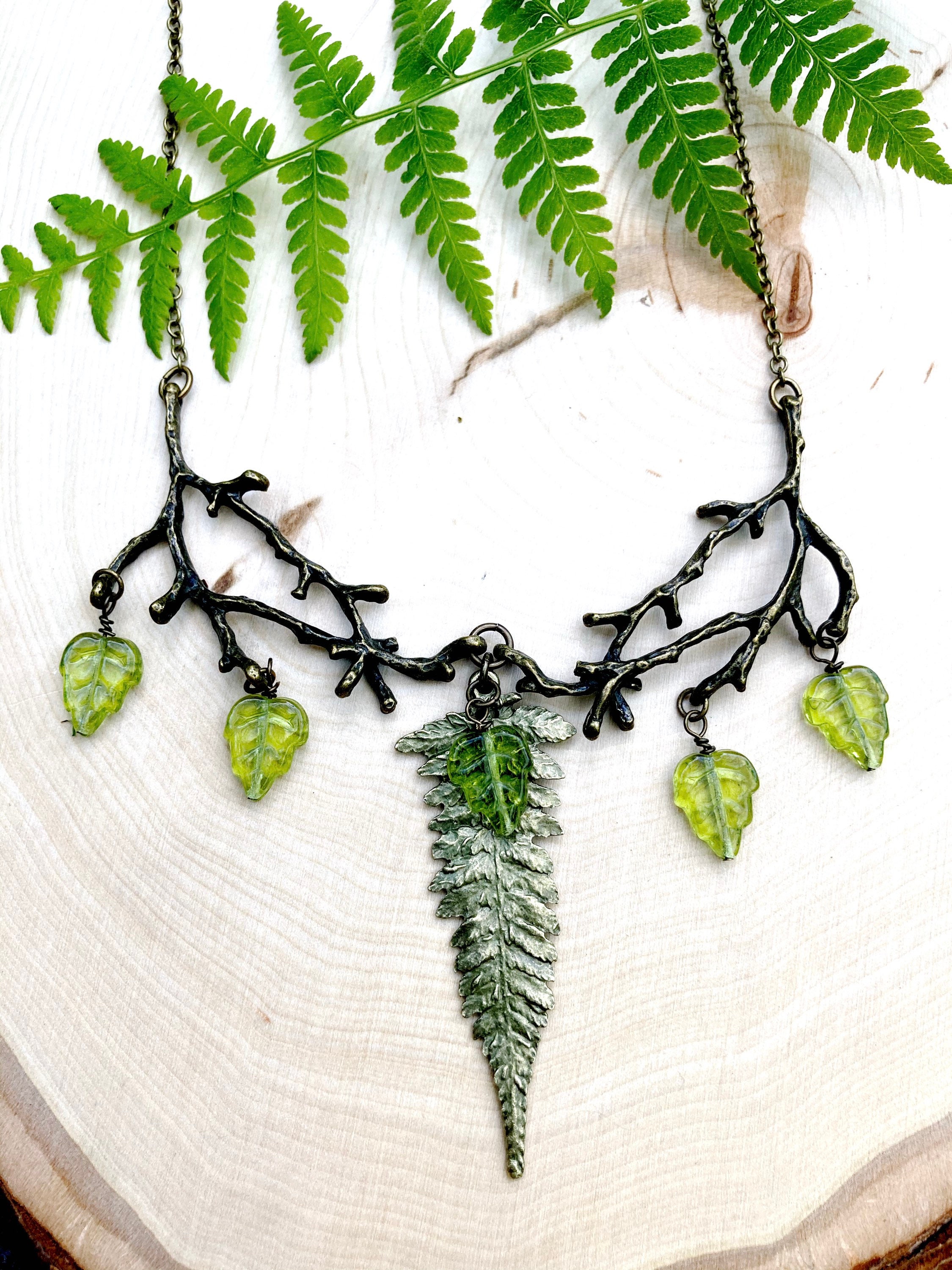 Fern Necklace Green Faerie Forest by MinouBazaar | Etsy