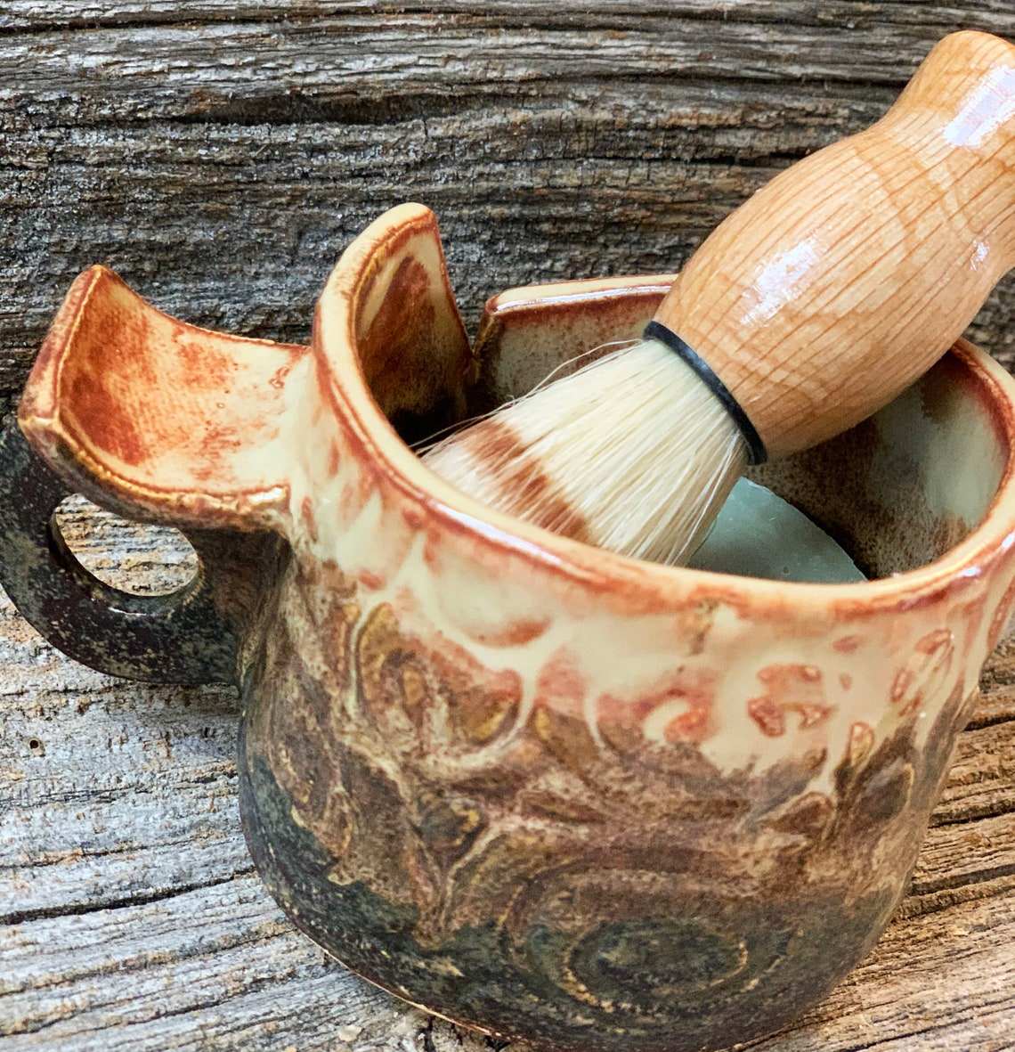 Shaving Mug Set Mug Brush Olive Oil Soap With Cocoa Butter - Etsy