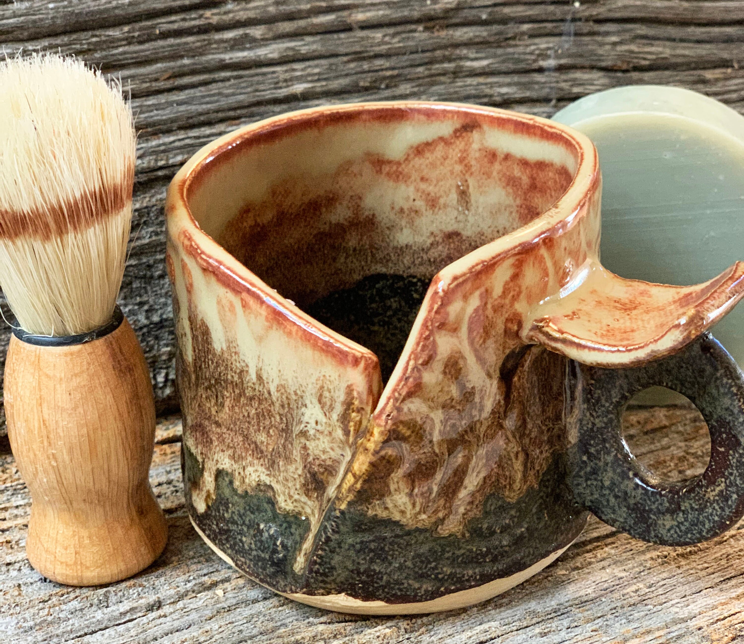 Shaving Mug Set Mug Brush Olive Oil Soap With Cocoa Butter - Etsy