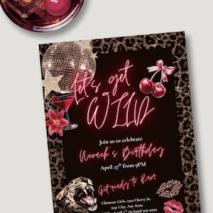 Cheetah Print Invitation Template: Glam Birthday, Bachelorette (digital ...