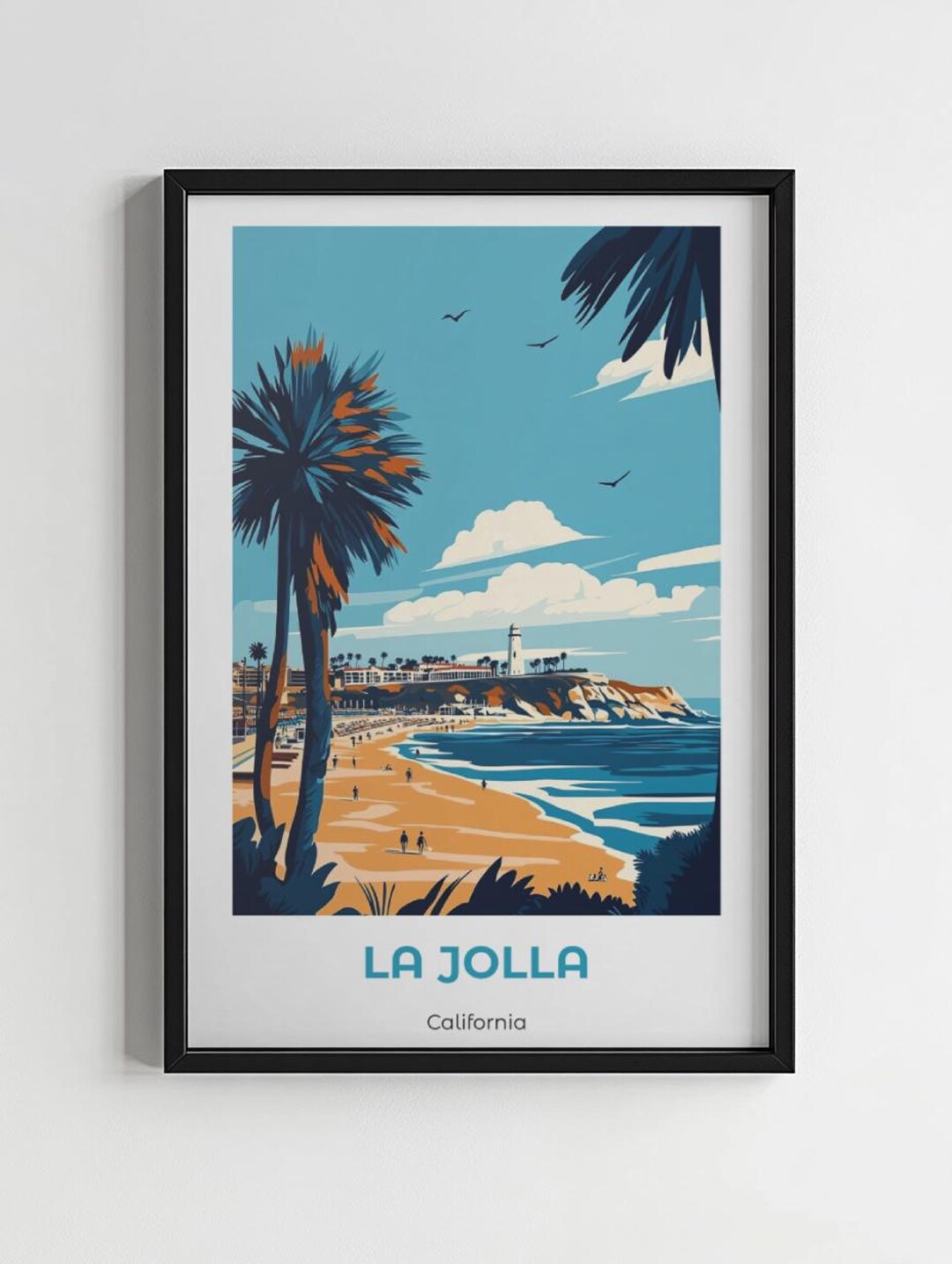 Simple La Jolla Beach Poster California Beach City Poster Vintage Print ...