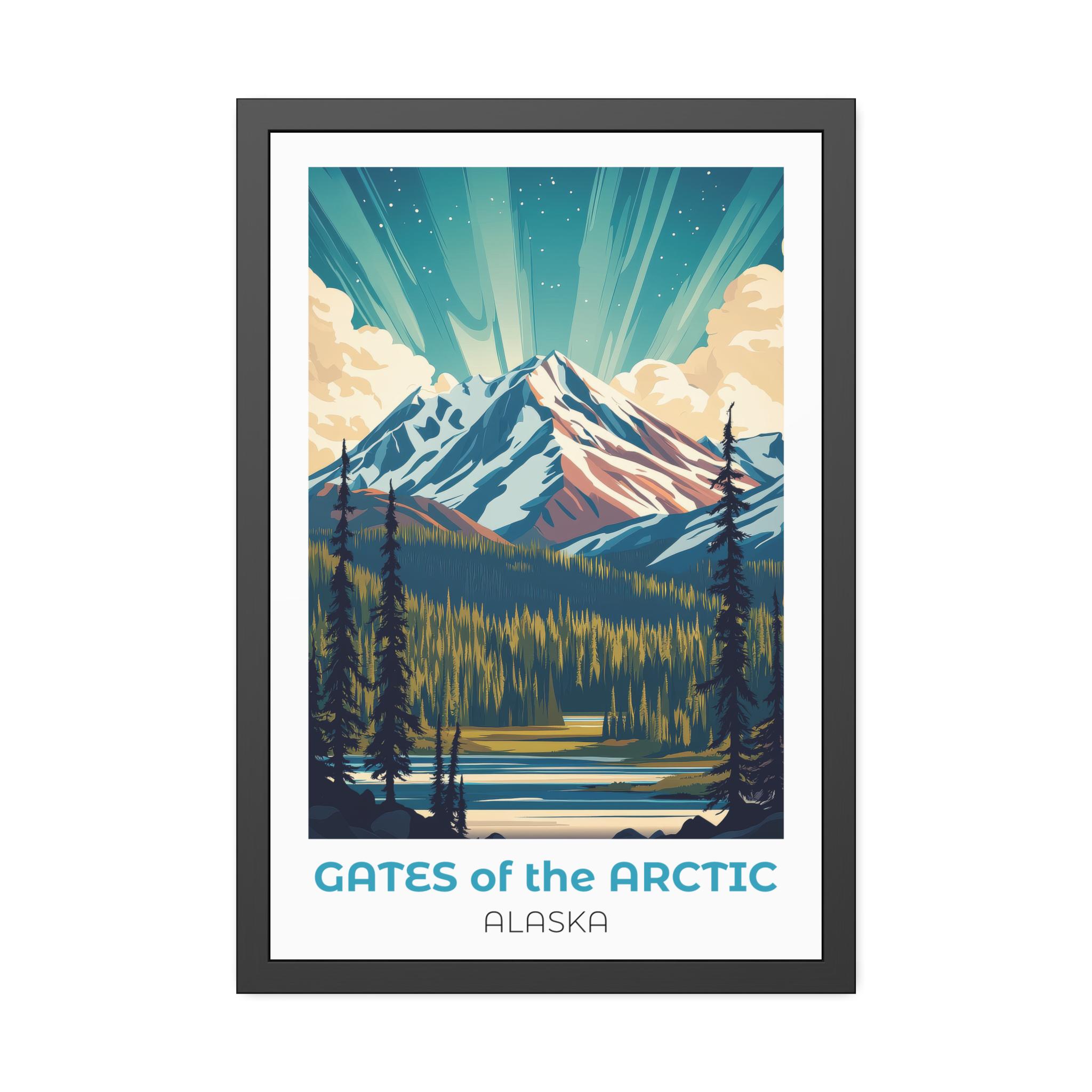 Gates of the Arctic Poster Alaska Wall Art Retro Travel Print Mountain ...
