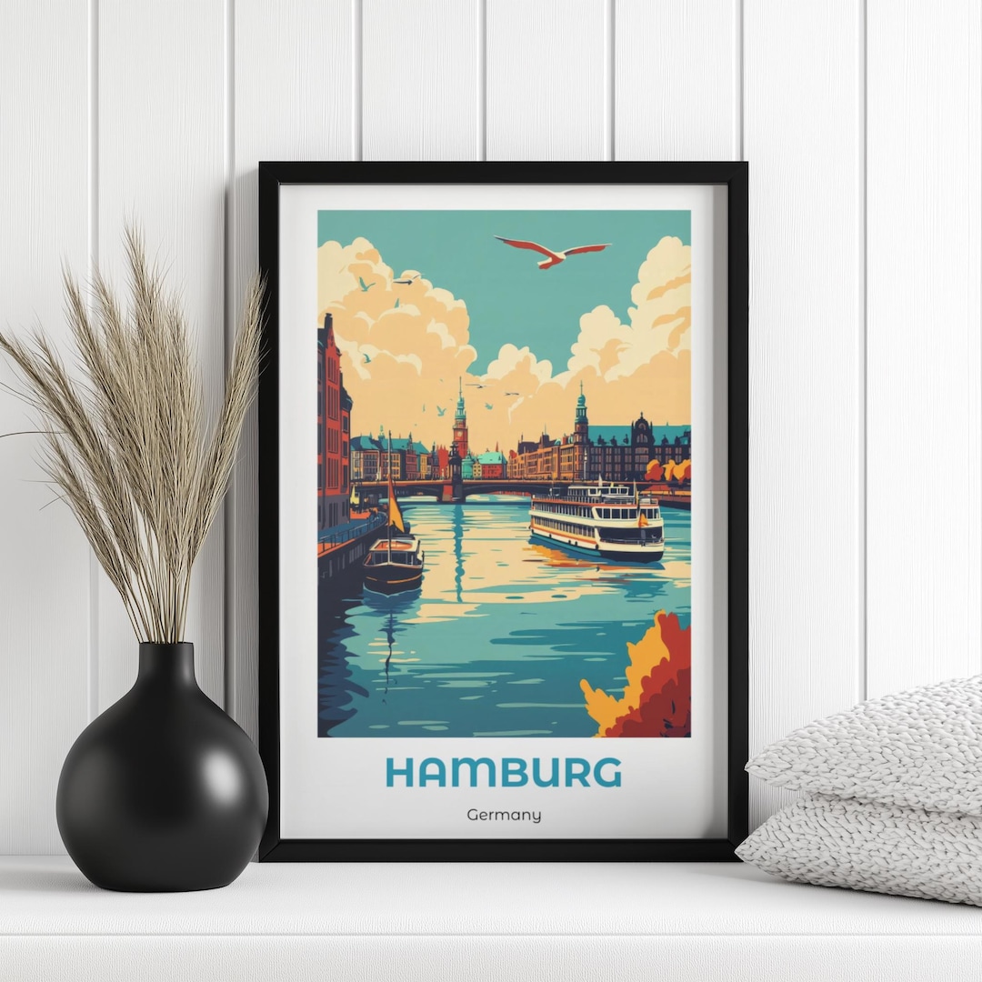Hamburg City Scape Poster Classic and Minimalist Design Sold Framed or ...