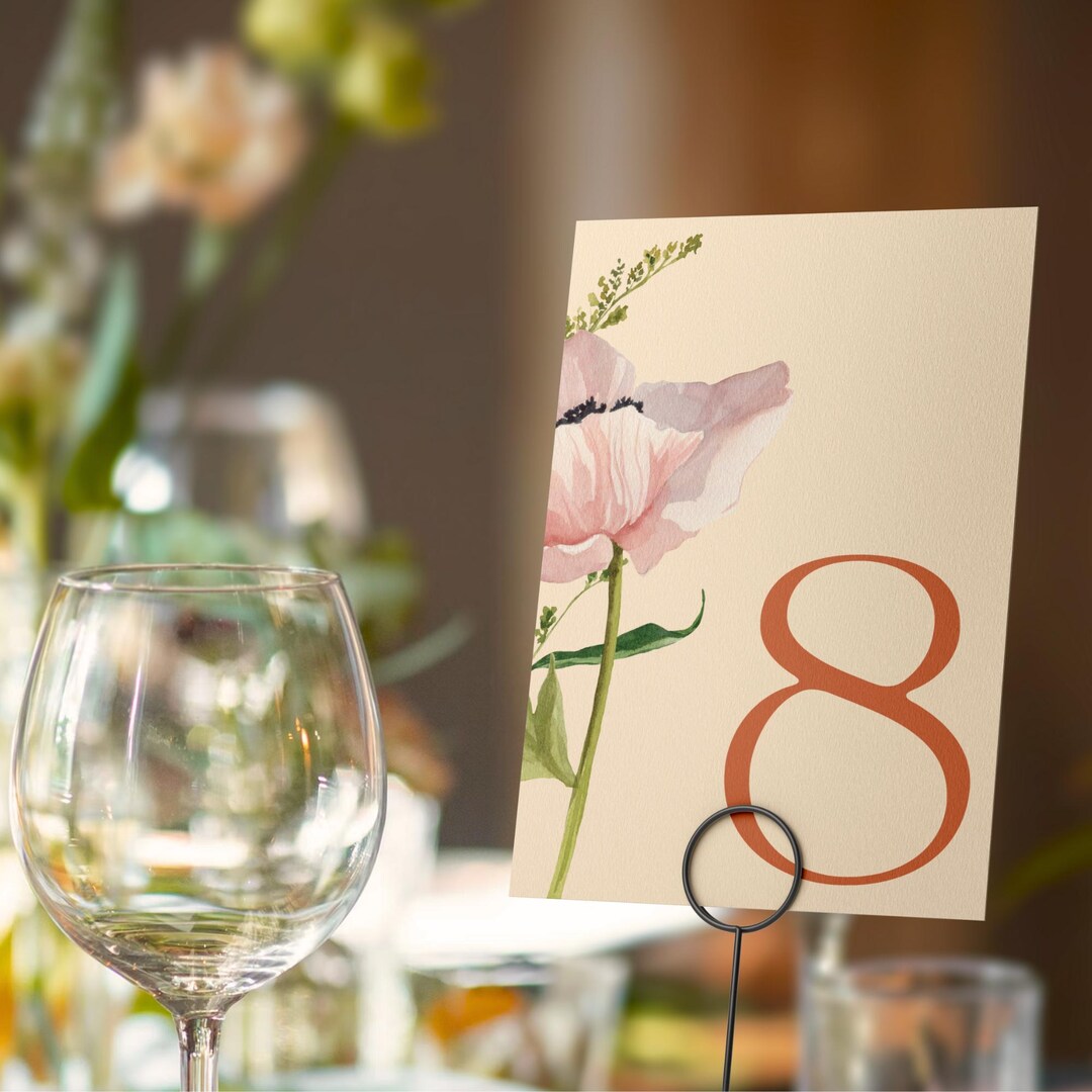 Wedding Table Numbers Boho Template Minimalist Floral Design Canva ...