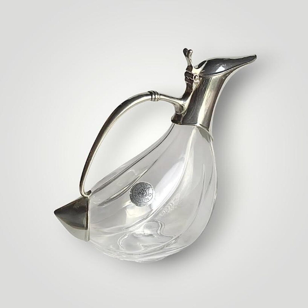 Crystal and Chrome Metal Duck Carafe 80s - Etsy