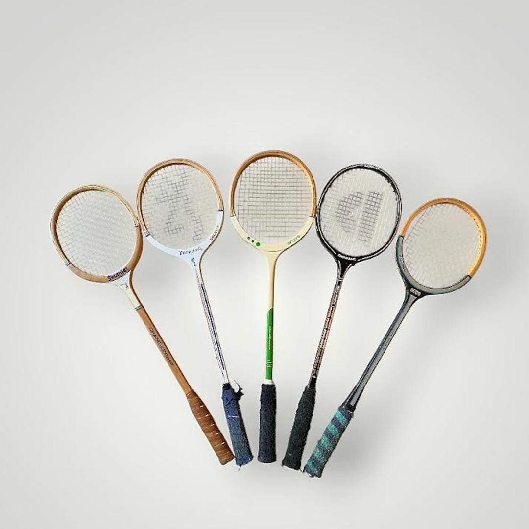 Set of 5 Vintage Wooden Squash Rackets – 70s/80s – Retro Sports Decor ...