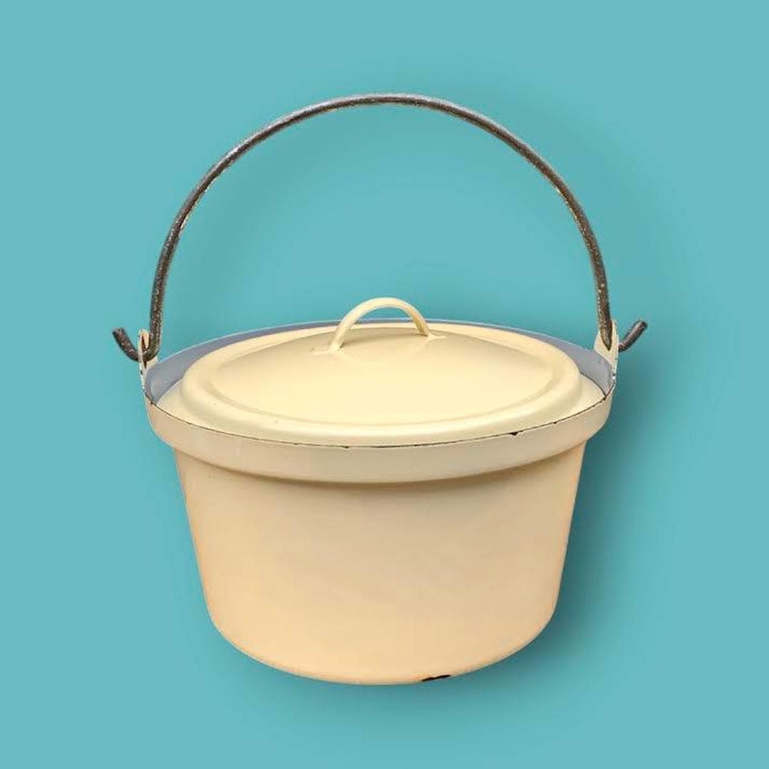 Vintage Enameled Sheet Metal Bucket/cauldron – Off-white – 1940s - Etsy