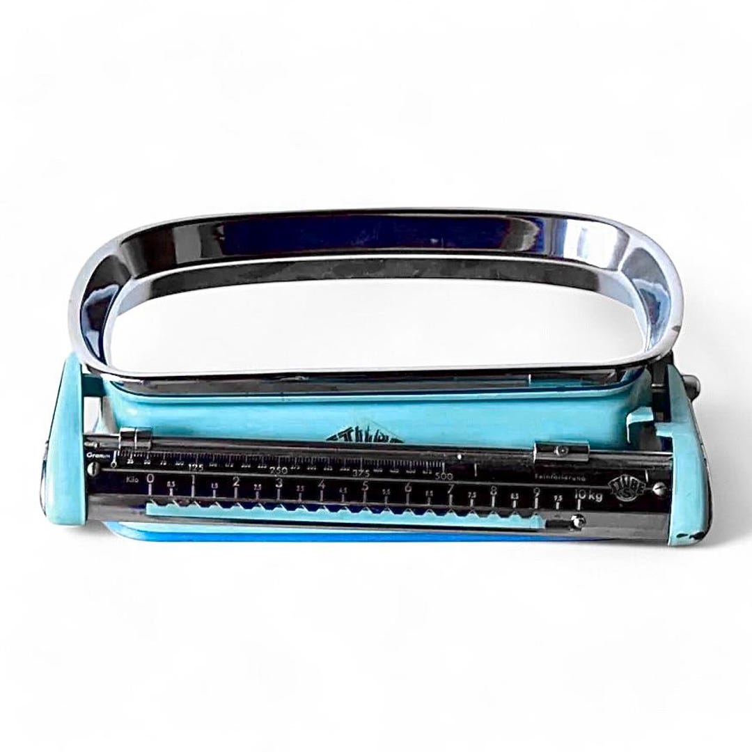 Vintage Stube Blue Kitchen Scale in Lacquered Sheet Steel - Strength 10 ...