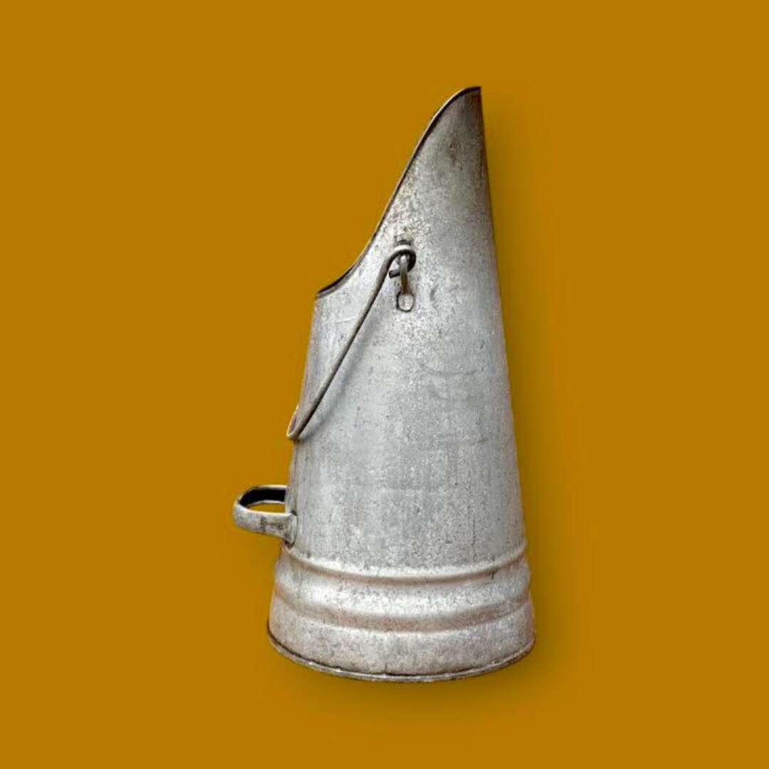 Antique Galvanized Zinc Coal Bucket – Tall Shape With Pouring Spout ...