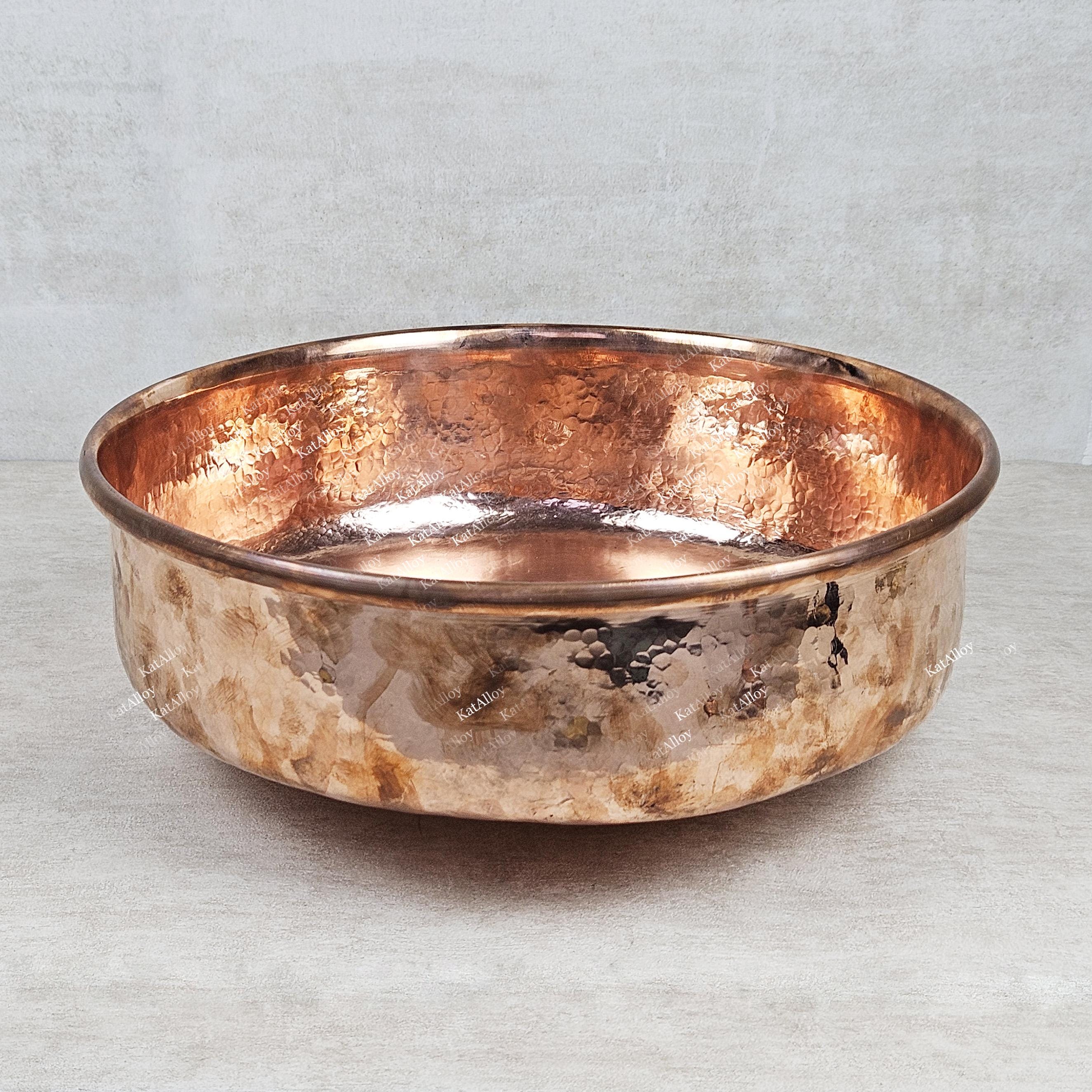 Copper Foot Bath Bowl, Hammered Copper Interior Washing Basin ...