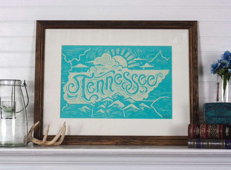 Tennessee State Blue - 12.5 X 19 Block Print - Etsy
