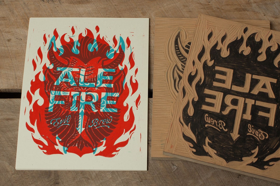 Ale Fire - Block Print - Etsy