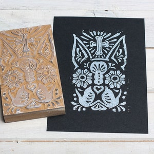 Boston Terrier Sugar Skull - Block Print - Etsy