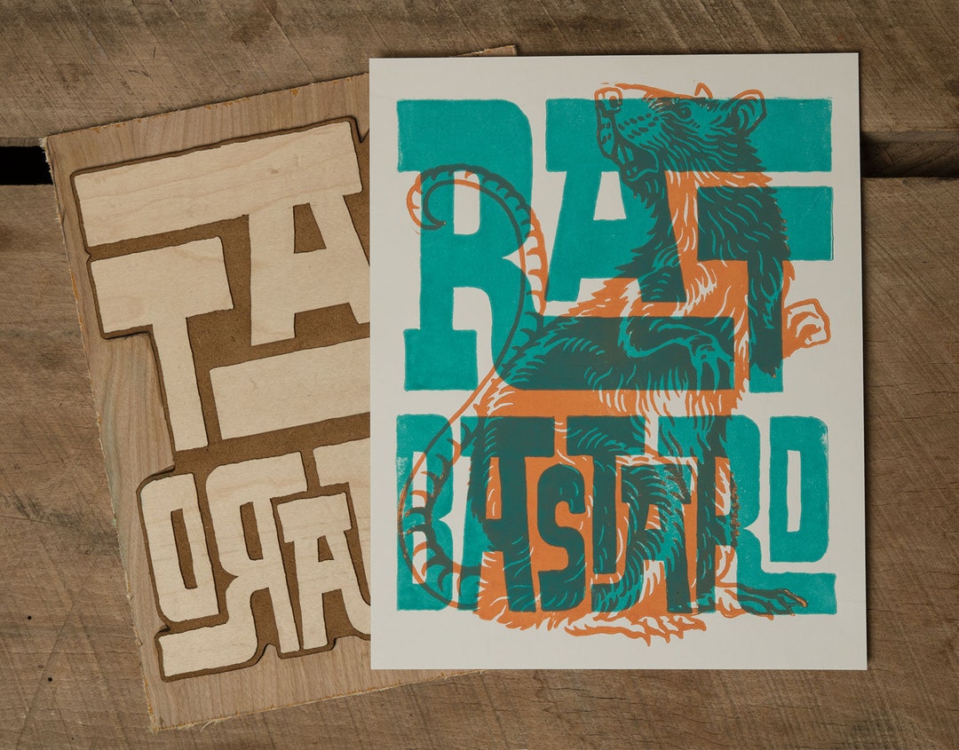 Rat Bastard - Block Print - Etsy