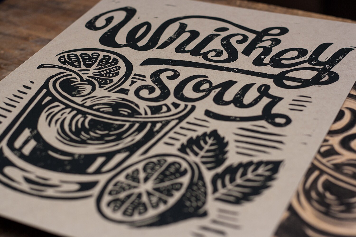 Whiskey Sour Block Print - Etsy