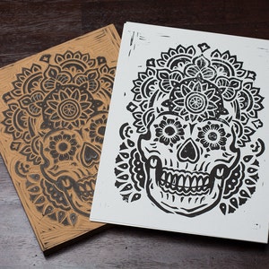 The Mandala Skull - Block Print - Etsy