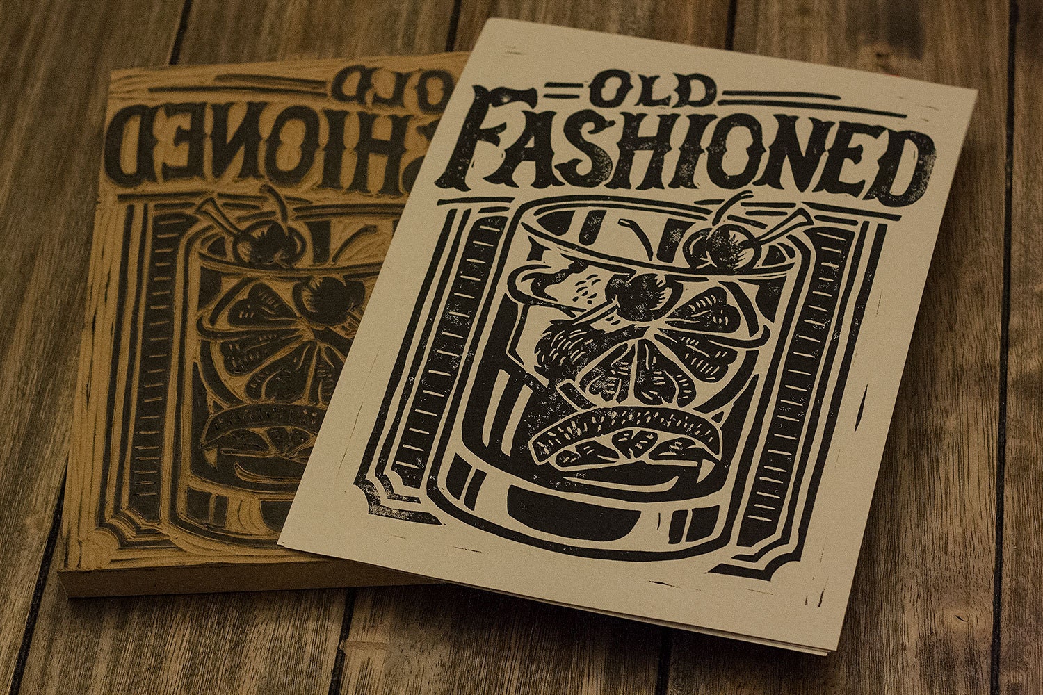 Old Fashioned- Block Print - Etsy