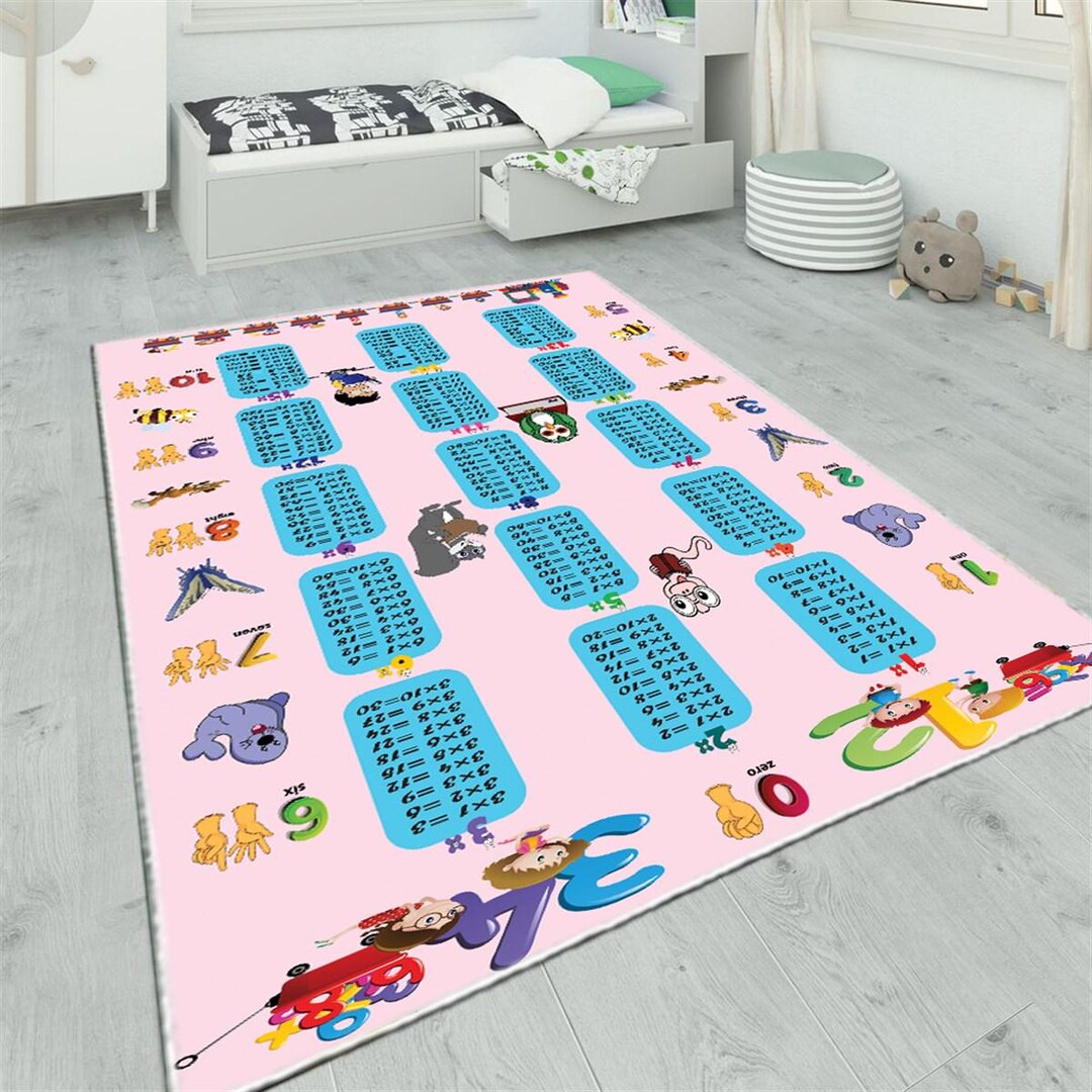 Math Times Tables Kids Rug: Educational Nursery Decor - Etsy