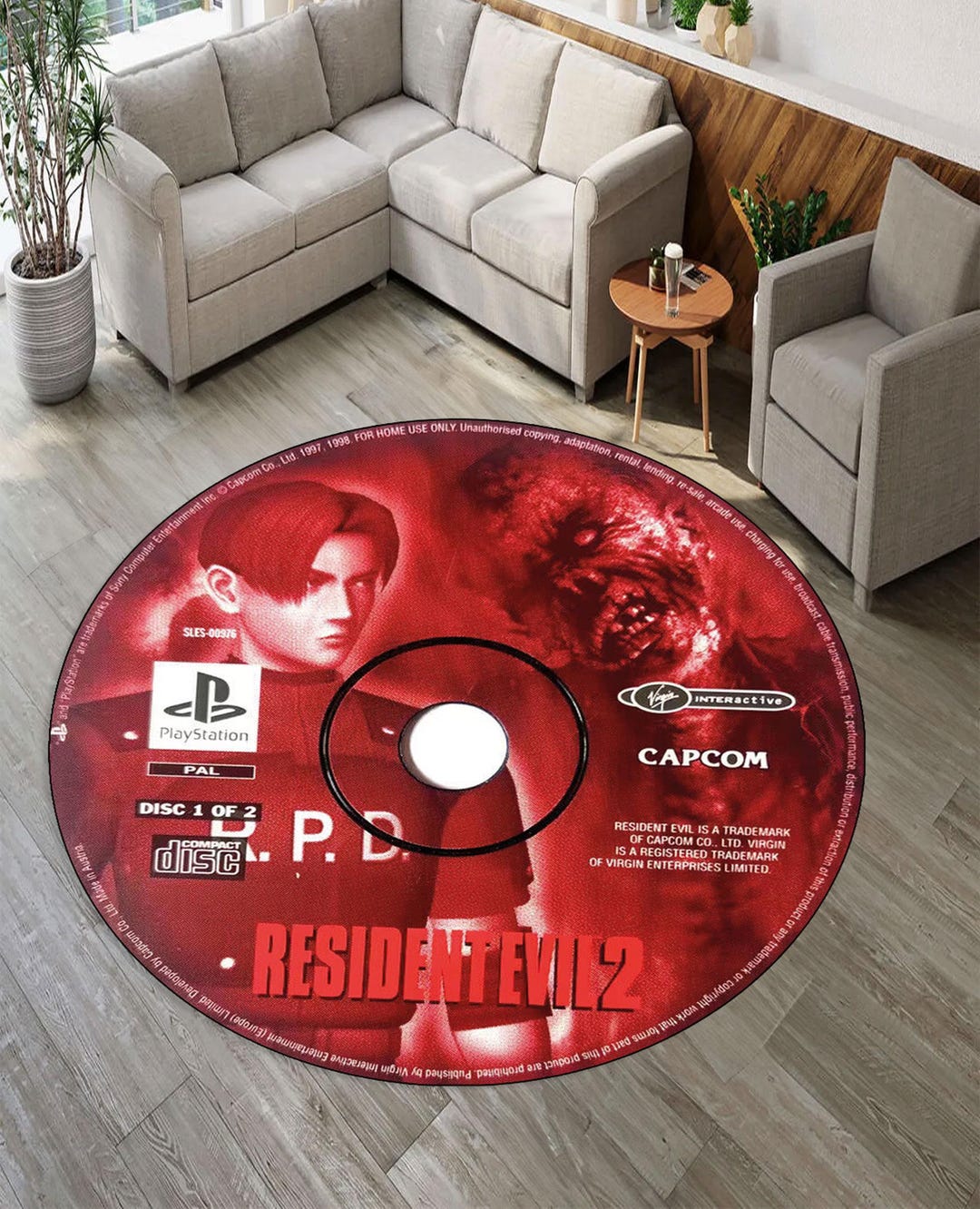 Resident Evil 2 Rug: CD Design Gamer Room Decor, Washable Play Mat - Etsy