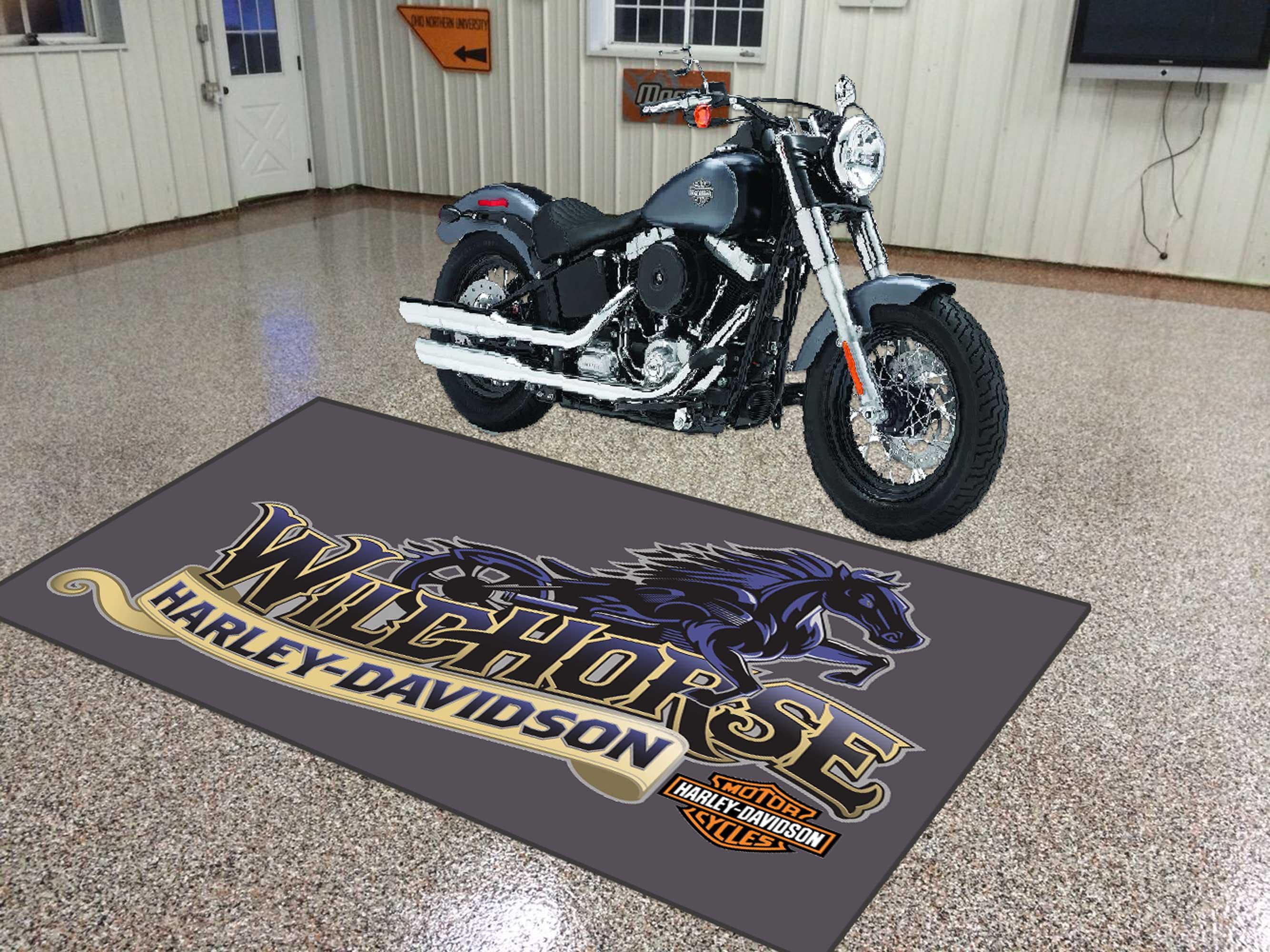 Harley-davidson Motorcycle Rug, Custom Garage Mat - Etsy