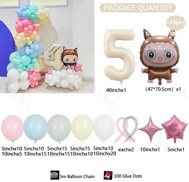 Labubu Party Balloons 135 Pieces Birthday Baby Shower Theme - Etsy