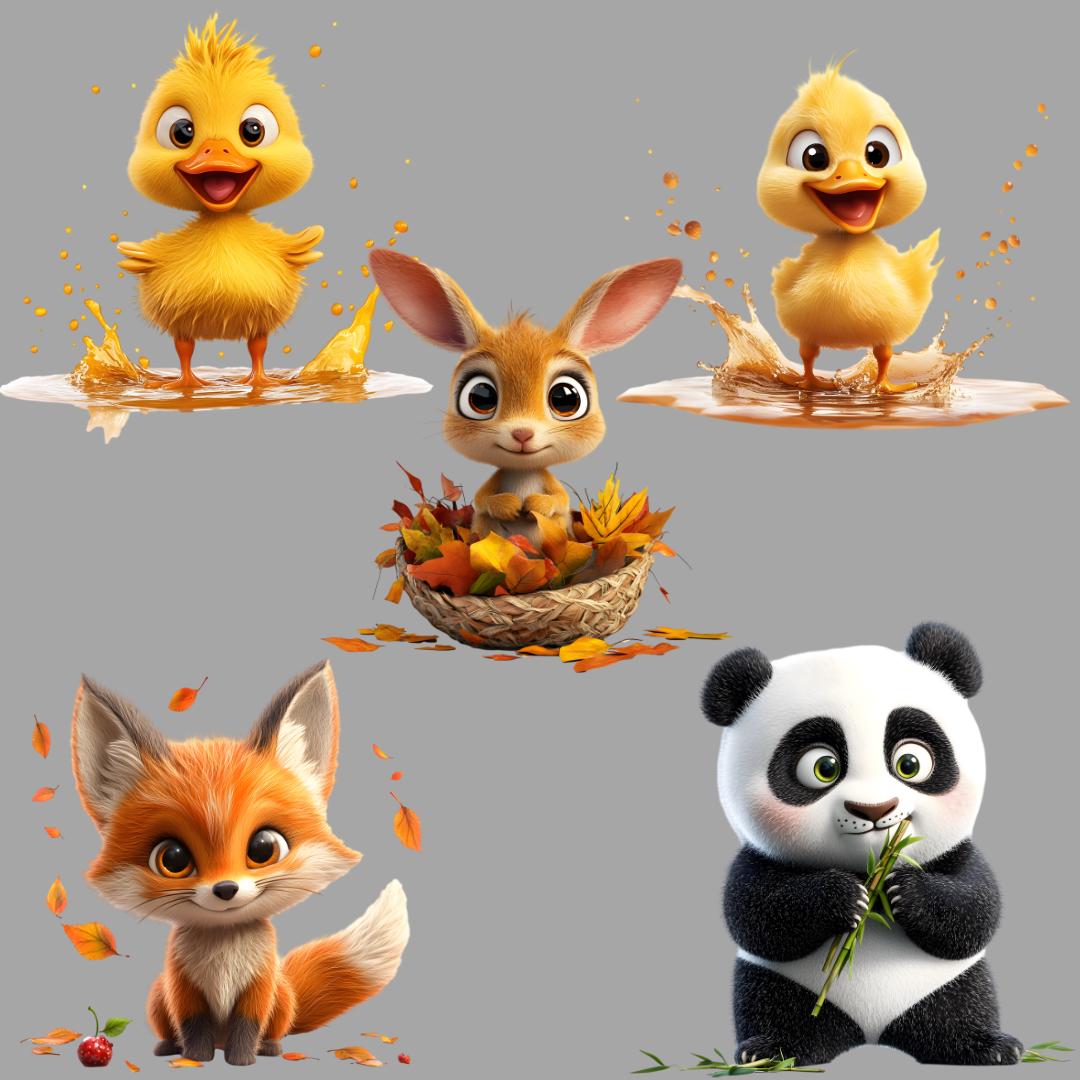 Watercolor Baby Animals Clipart, Cute Animal PNG Bundle, Adorable ...