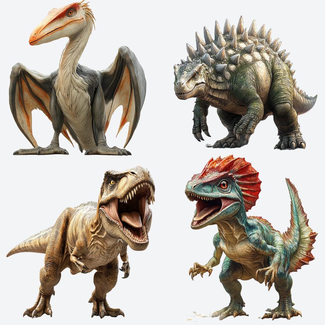 Watercolor Dinosaur Clipart Bundle Realistic Prehistoric Animal PNG ...