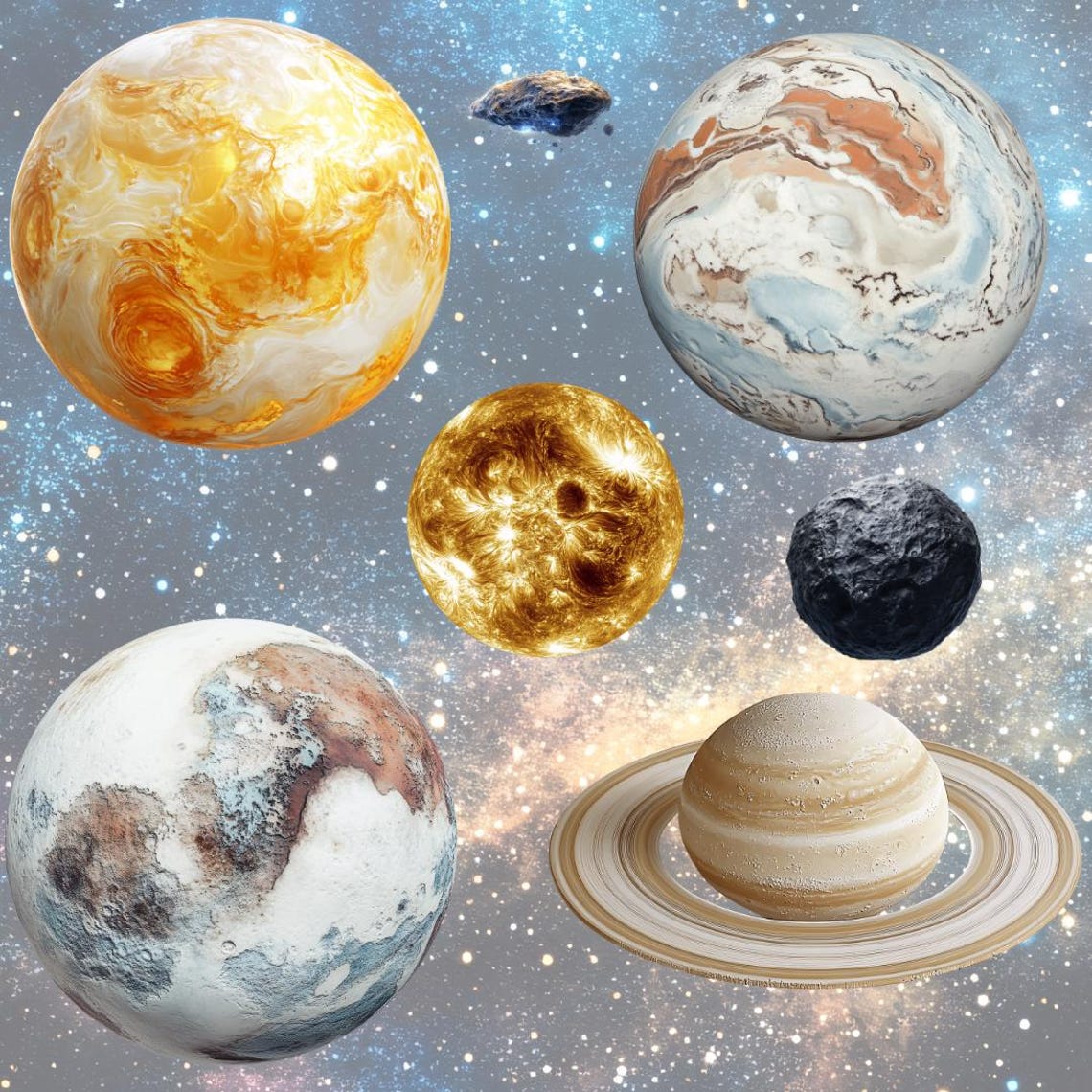 Realistic Solar System Clipart, Transparent Space PNG for Crafts ...