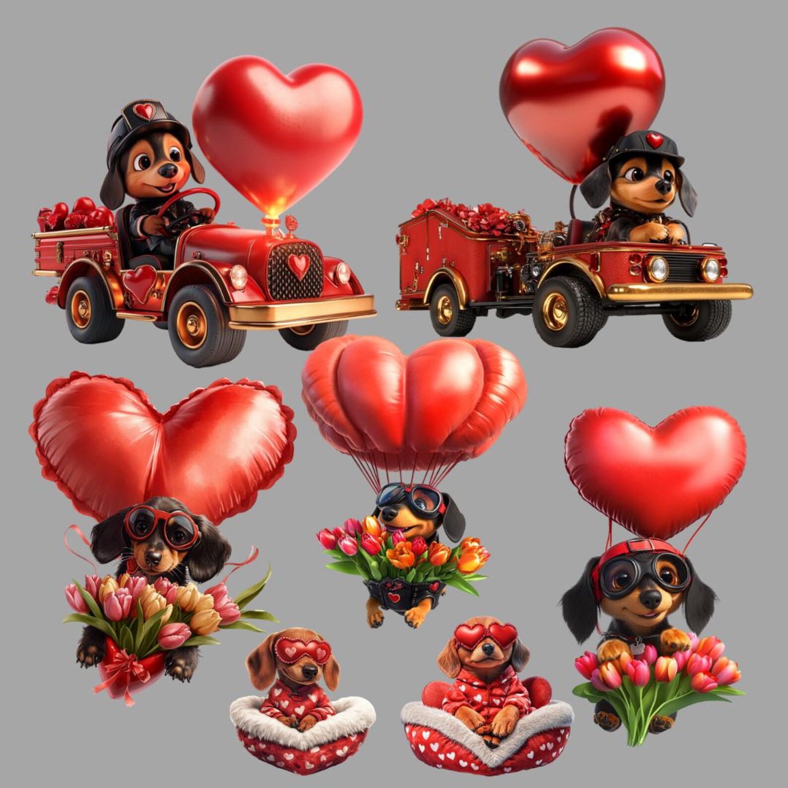 Valentine’s Day Dachshund Puppy Clipart, Sausage Dog PNG, Love-themed ...