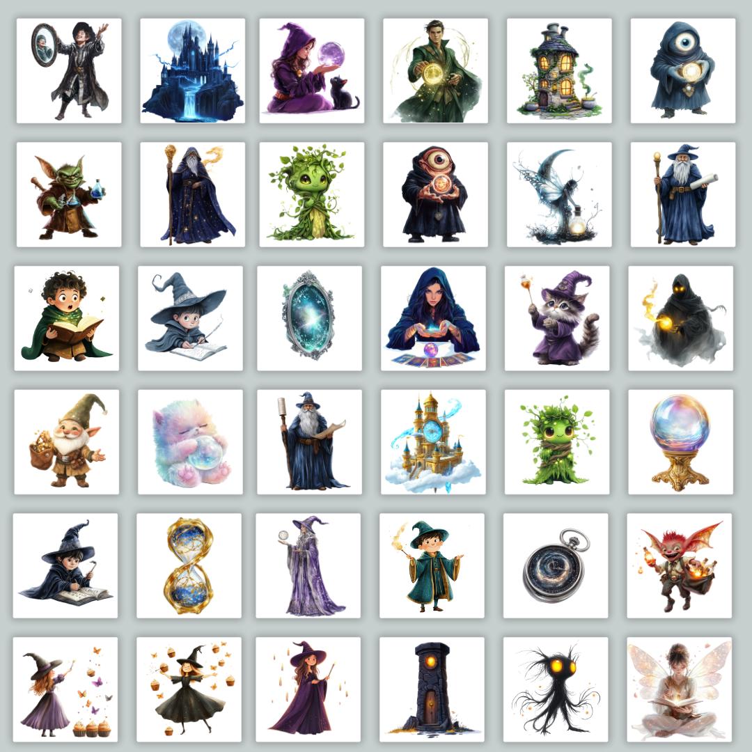 Cute Wizard School Clipart Bundle Watercolor Witch PNG Magic Academy ...