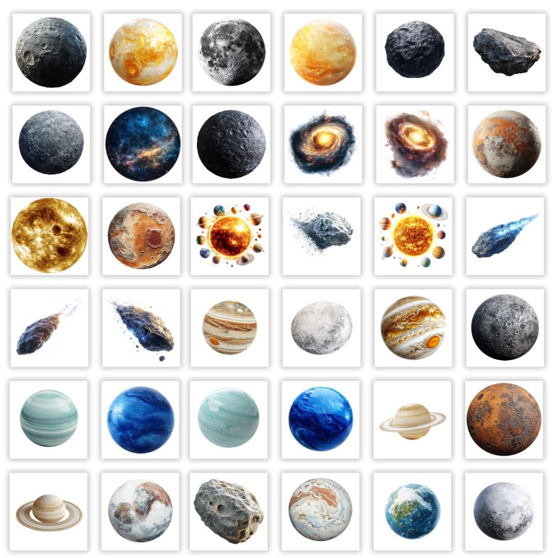 Realistic Solar System Clipart, Transparent Space PNG for Crafts ...