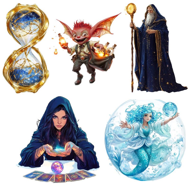 Cute Wizard School Clipart Bundle Watercolor Witch PNG Magic Academy ...