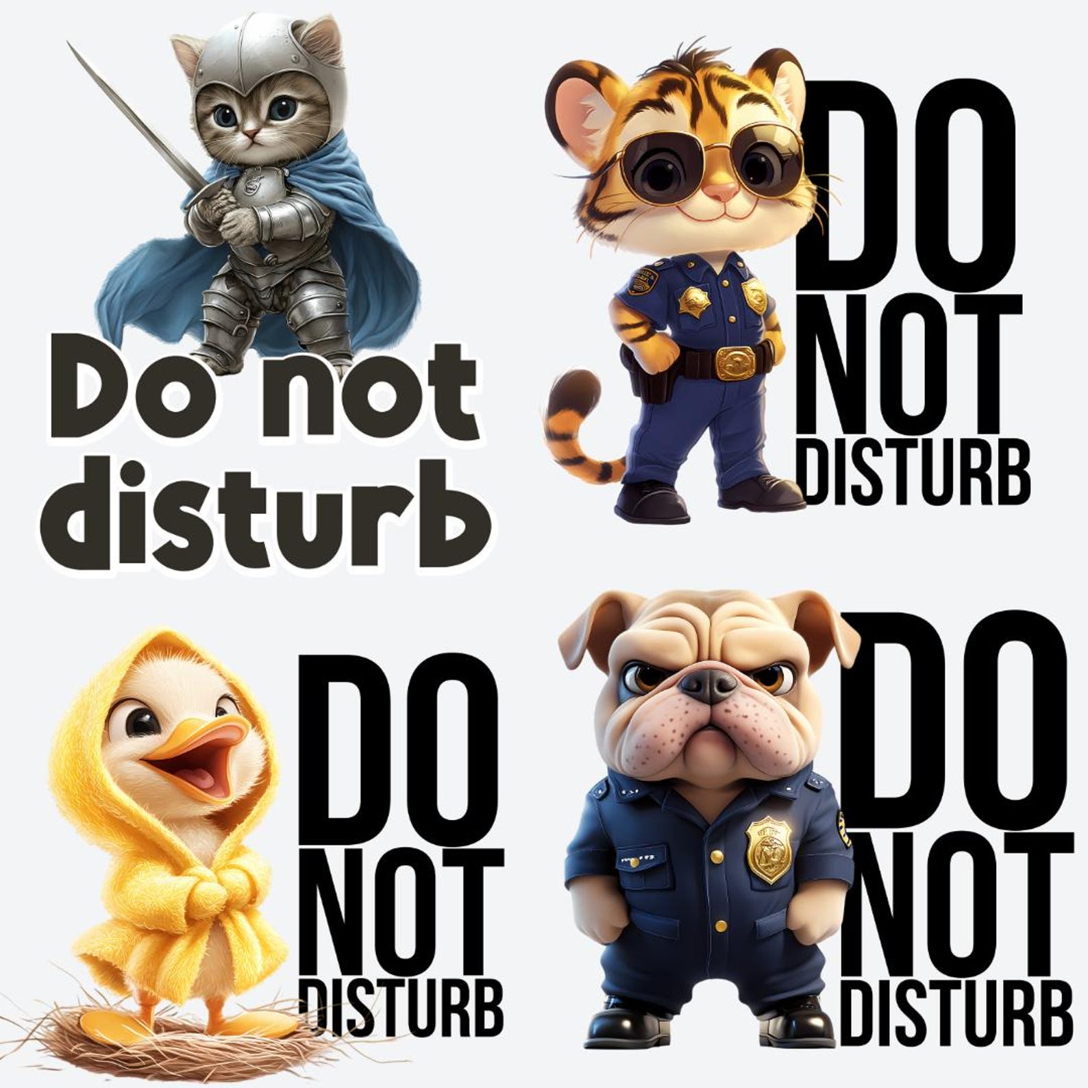 Do Not Disturb PNG Funny Animal Clipart Cute Sleeping Animals Digital ...