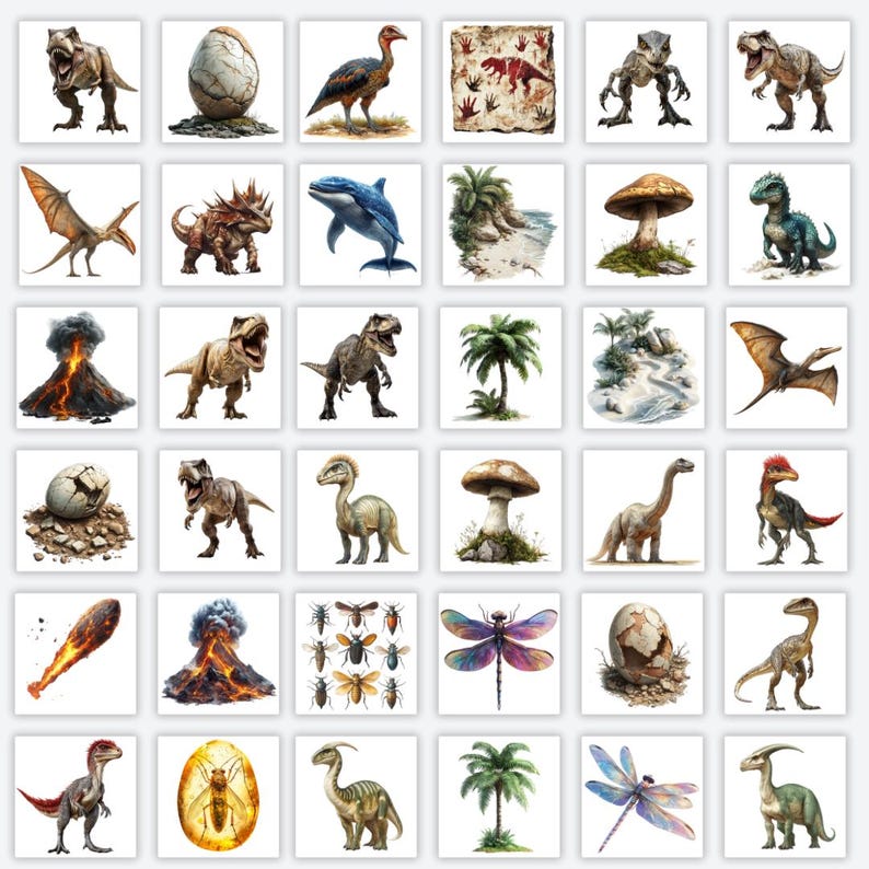 Watercolor Dinosaur Clipart Bundle Realistic Prehistoric Animal PNG ...