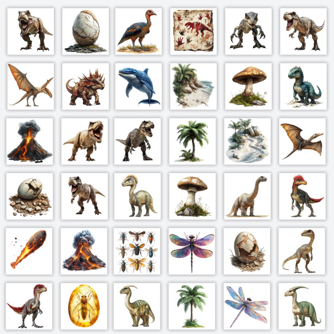 Watercolor Dinosaur Clipart Bundle Realistic Prehistoric Animal PNG ...