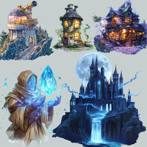 Cute Wizard School Clipart Bundle Watercolor Witch PNG Magic Academy ...