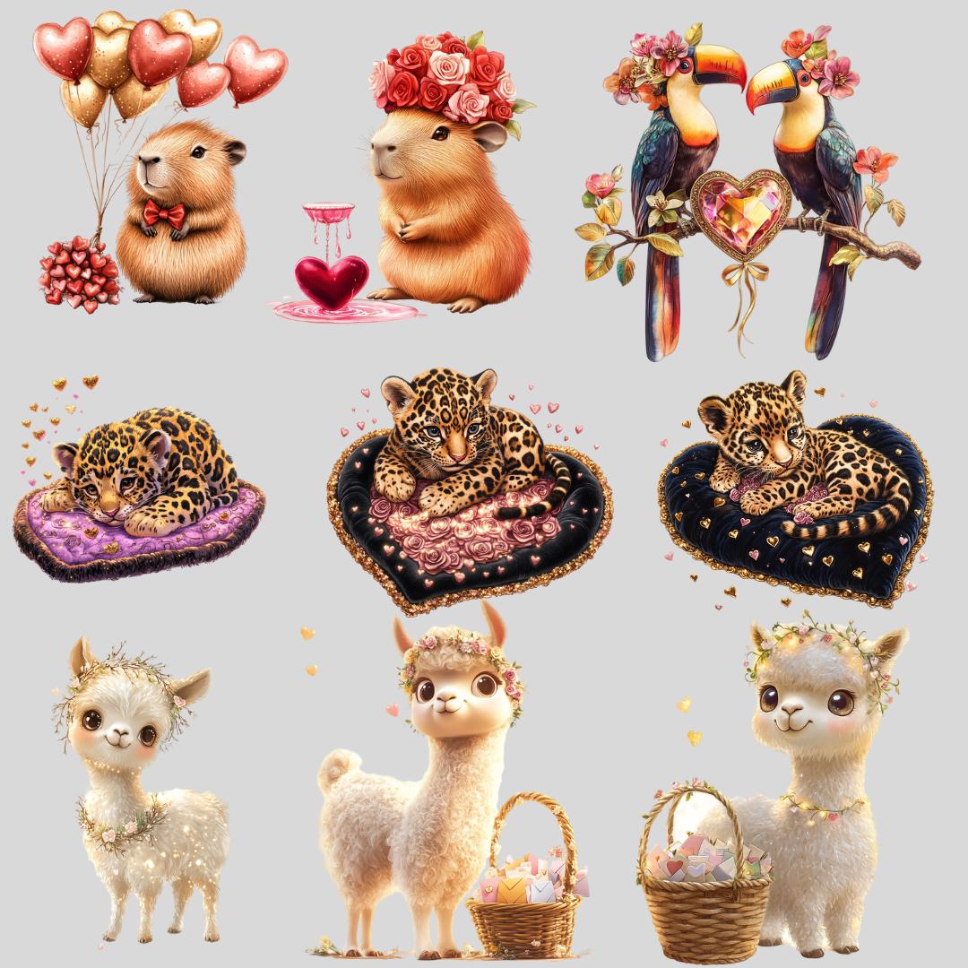 Adorable Valentine’s Day Baby Animals Clipart, Cute Love Themed Animal ...